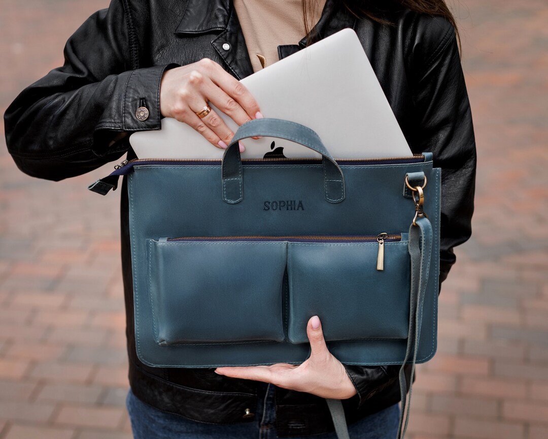 Leather MacBook Briefcase - Personalized Laptop Bag - Custom MacBook ...