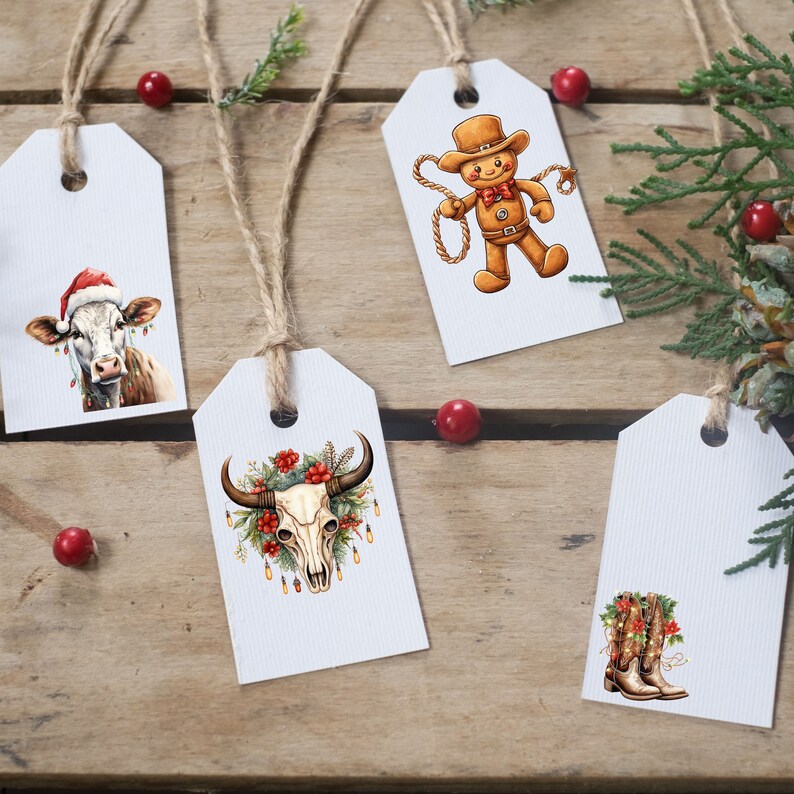 Western Christmas Cowboy Howdy Santa Gingerbread Man Cactus Cow Print ...