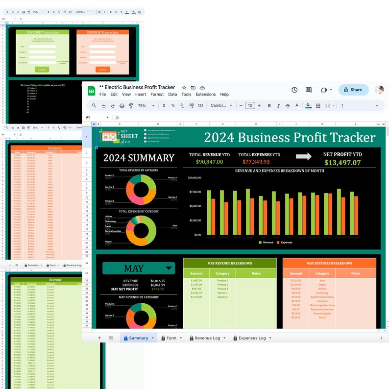 2024 Business Profit Tracker Spreadsheet Google Sheets Template ...