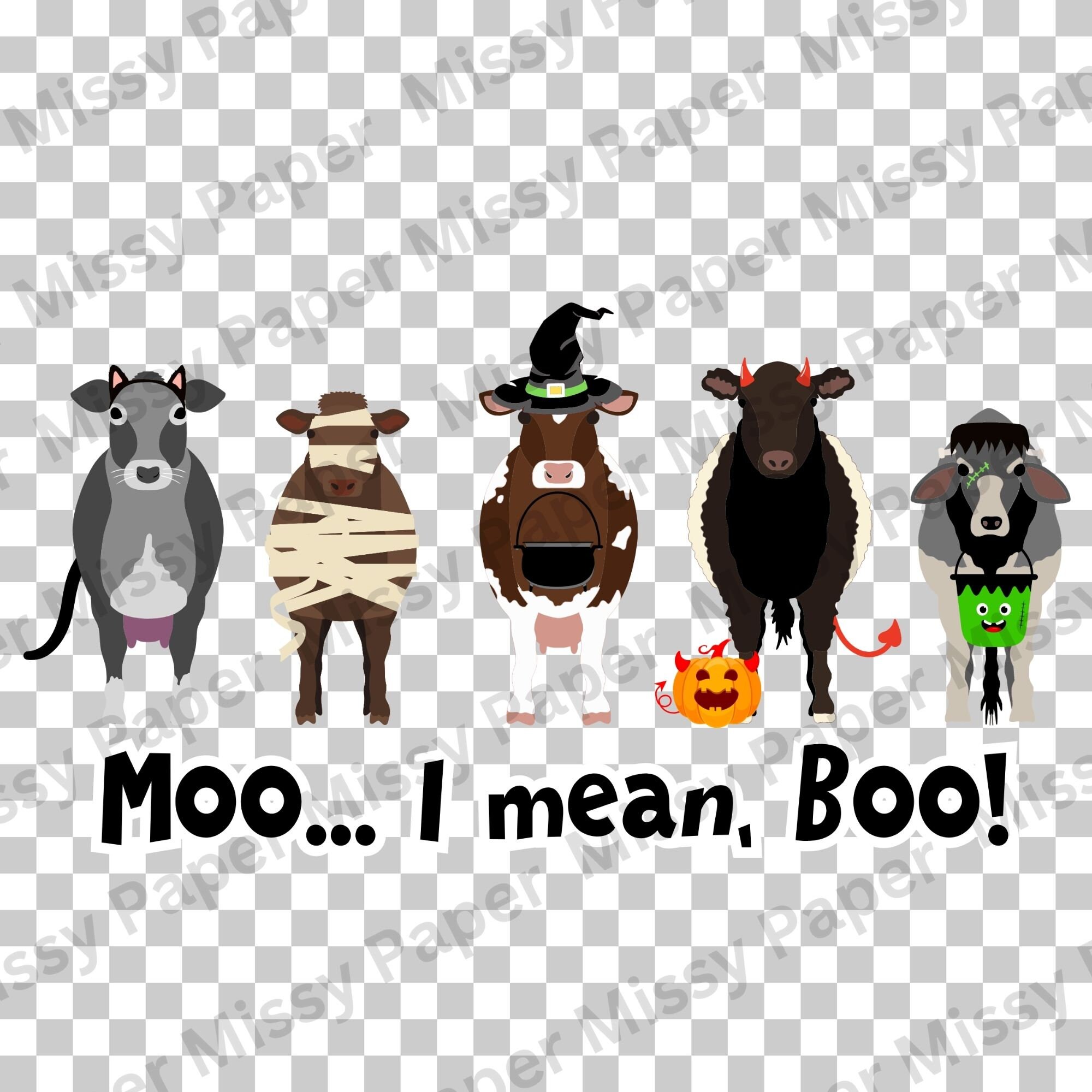 Halloween Cow, Moo I Mean Boo Png Svg, Trick or Treat, Country, Cow Png ...
