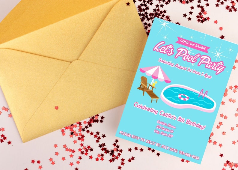 INSTANT DOWNLOAD Barbie Birthday Invitation Pool Party - Etsy INSTANT DOWNLOAD Barbie Birthday Invitation Pool Party - Etsy