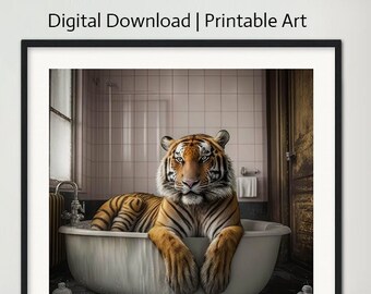 Tiger Bathtub Art - Etsy