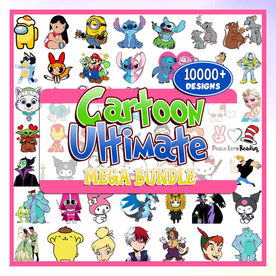 Mega Cartoon Svg Bundle, Cartoon Mega Png, Silhouette, Cricut, Cartoon ...