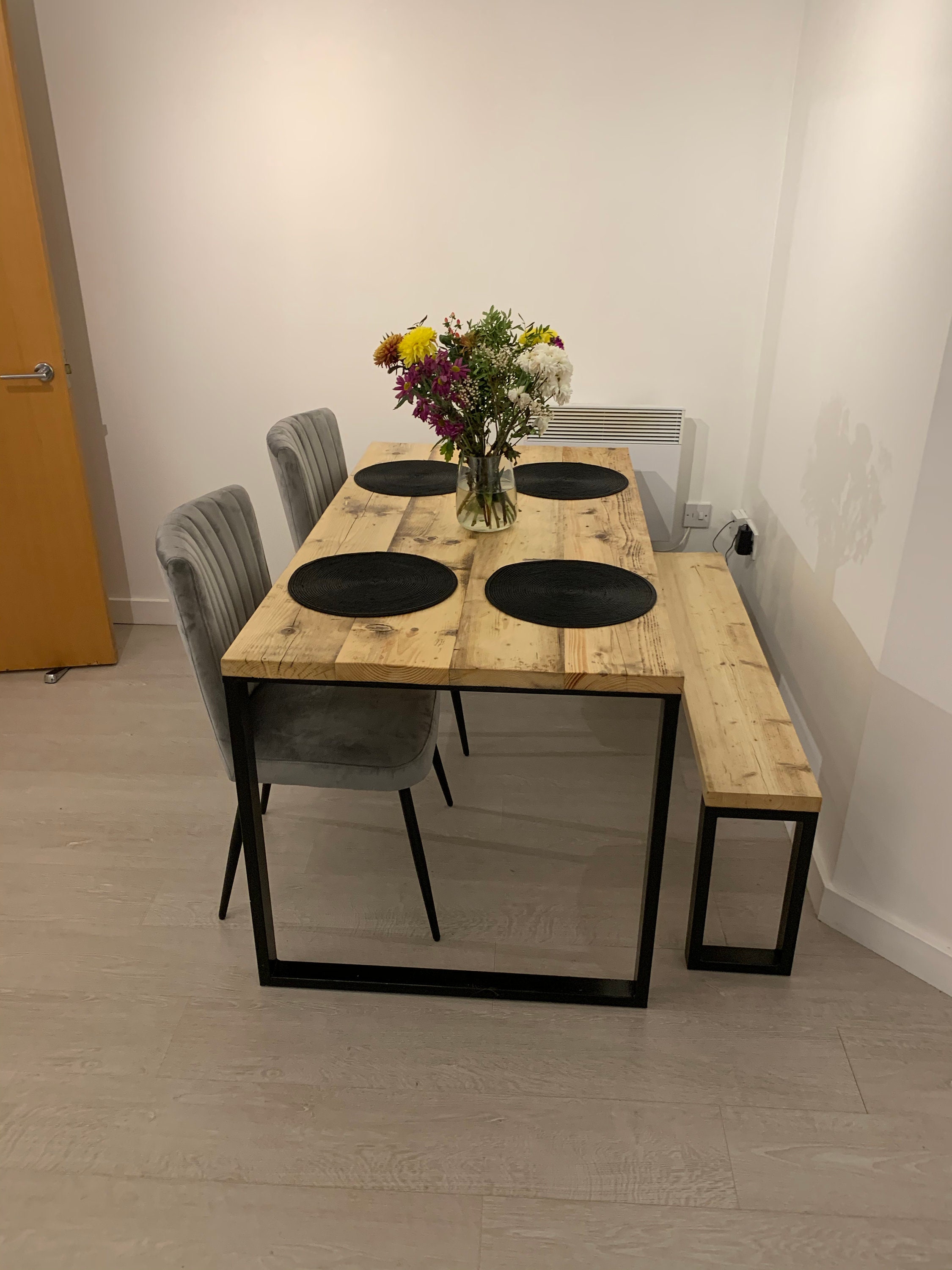 Reclaimed Wood Dining Table on Industrial Style Square Steel Frame - Etsy