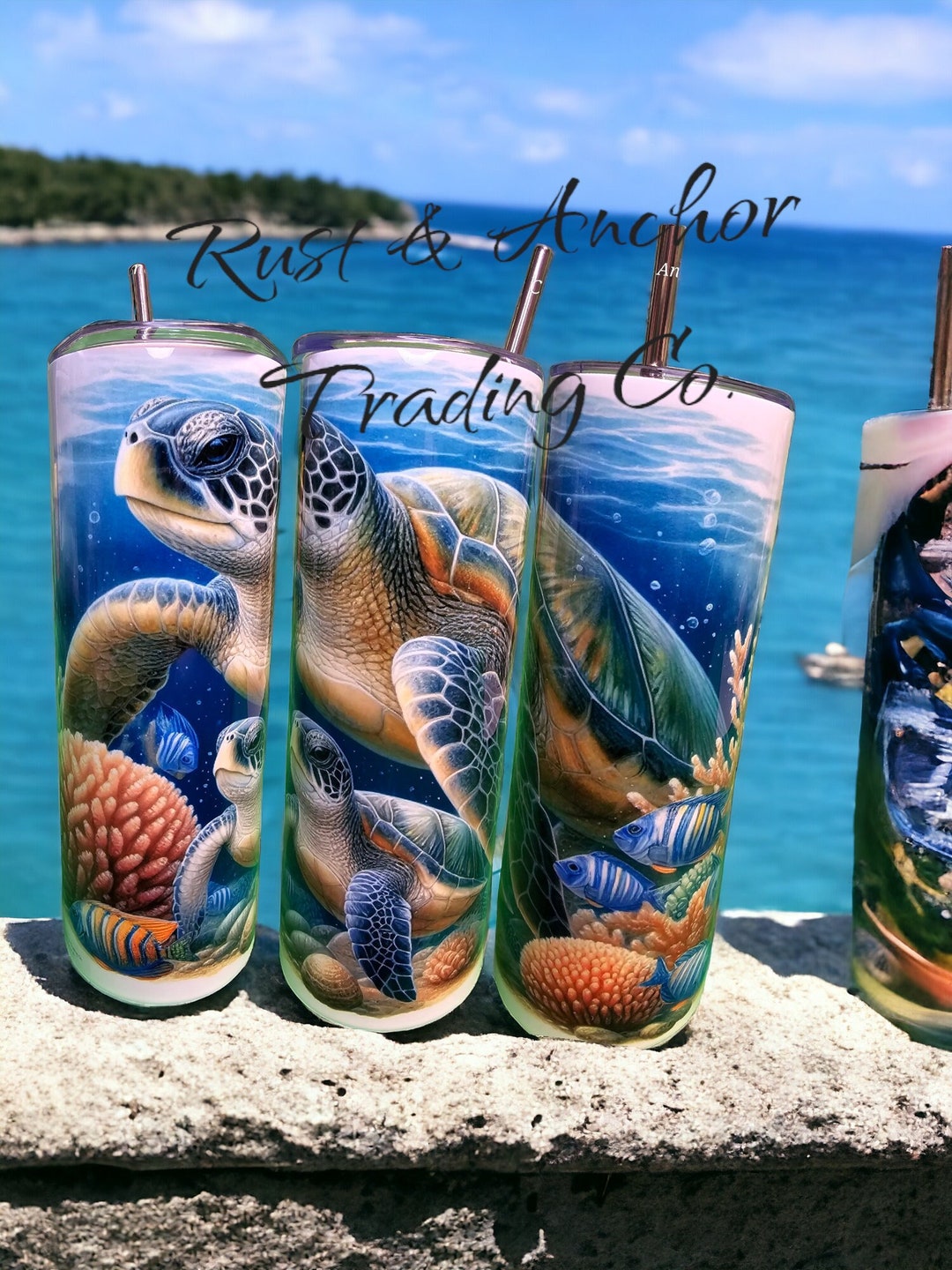 Sea Turtle With Baby 20oz Insulated Stainless Steel Tumbler With Lid ...