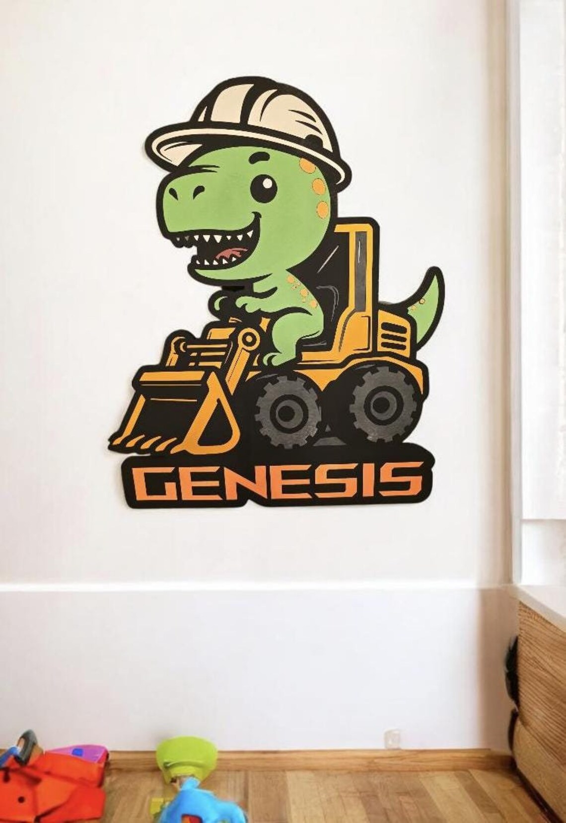 Personalized Kids Dinosaur Cute T-rex Driving Construction Loader Heavy ...