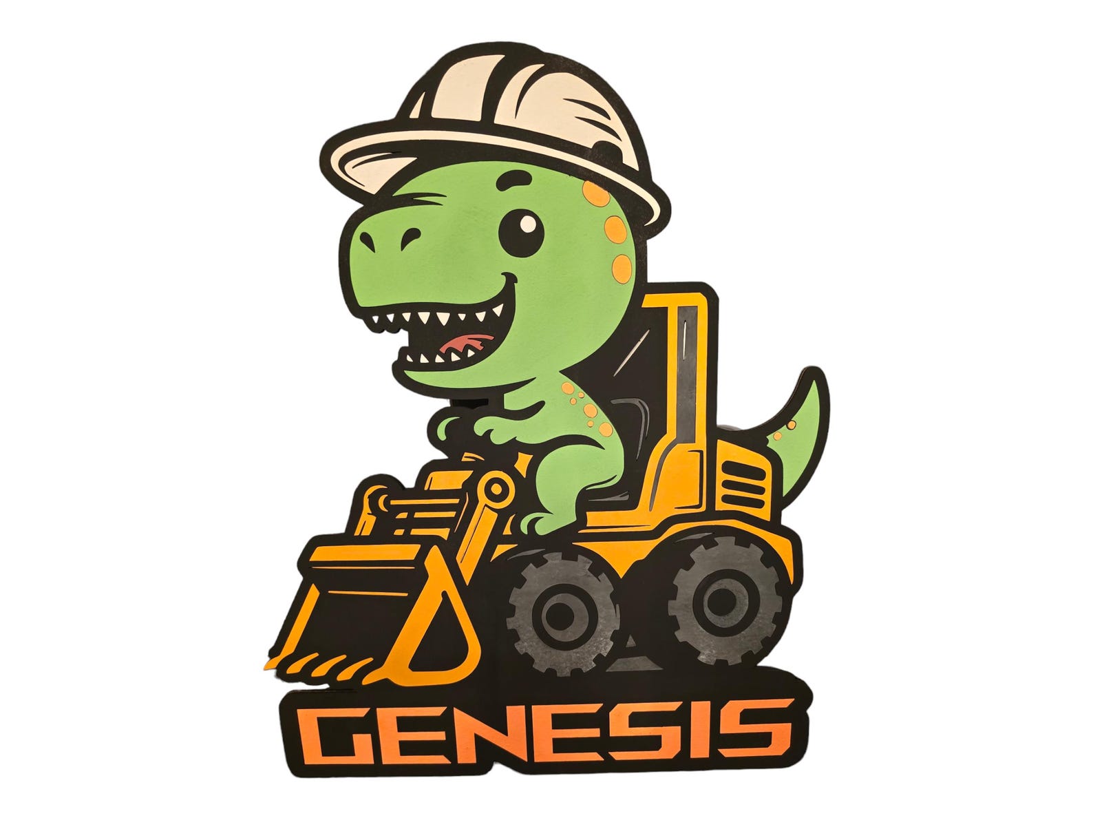 Personalized Kids Dinosaur Cute T-rex Driving Construction Loader Heavy ...