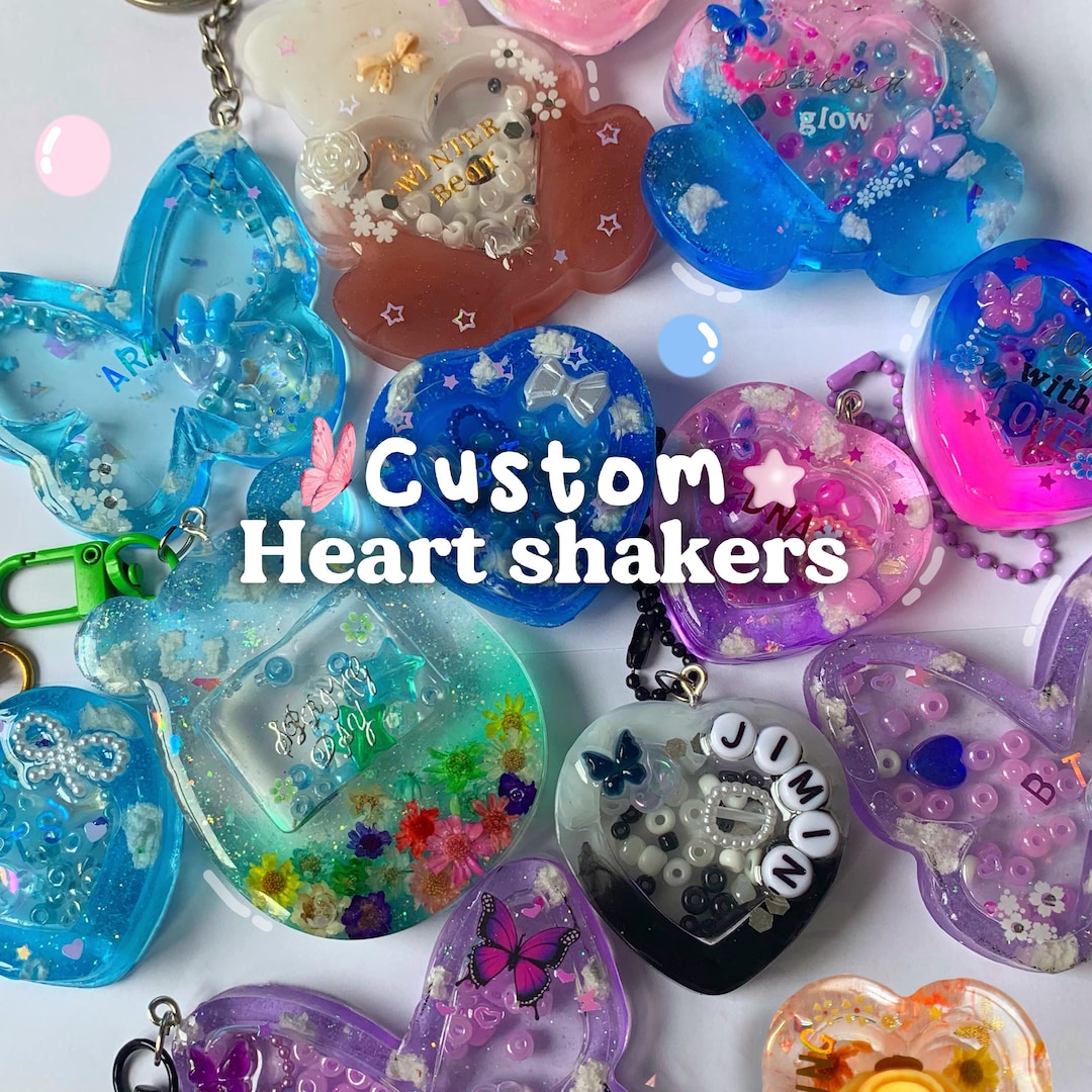 Custom Heart Keychain Shaker Heart Shaker Resin Keychain Keycharm Kpop ...
