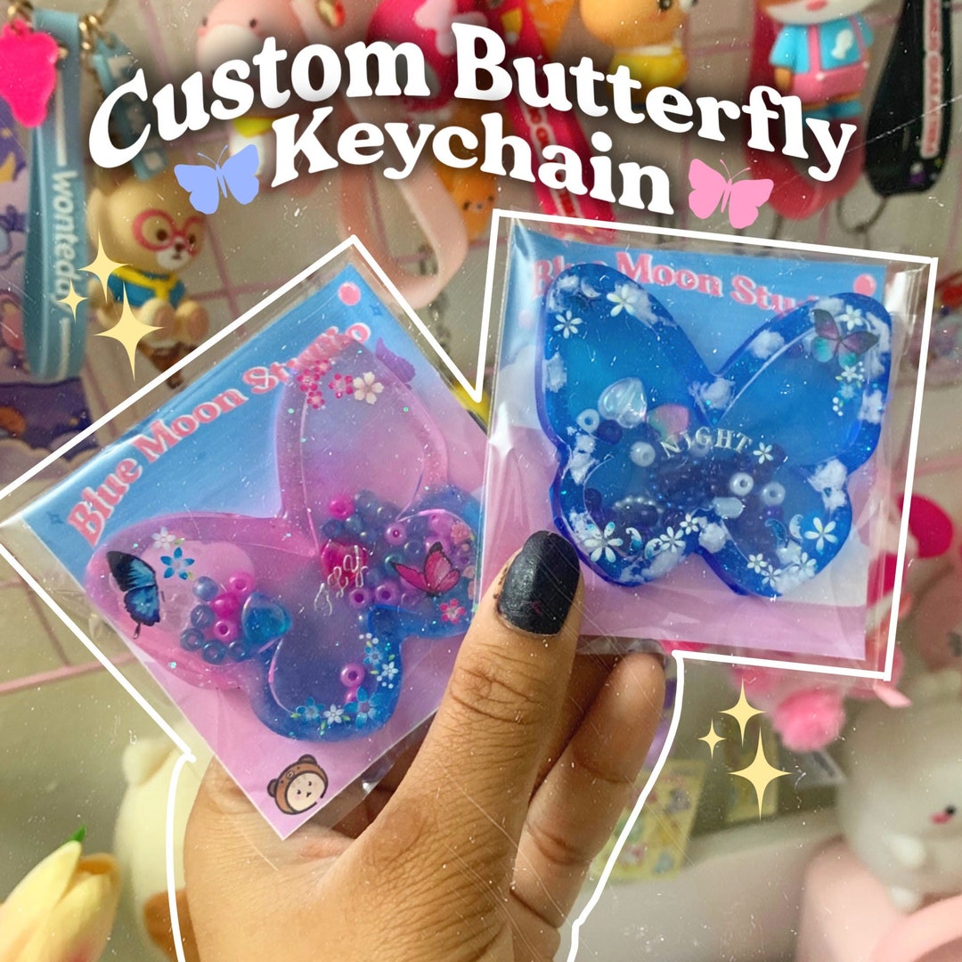 Custom Butterly Shaker Aesthetic Butterfly Key Charm Keychain - Etsy
