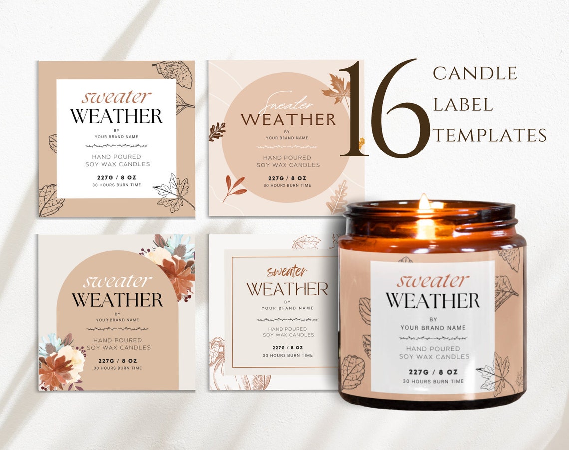 Fall Editable Candle Label Template, Candle Label Bundle, Custom Candle ...