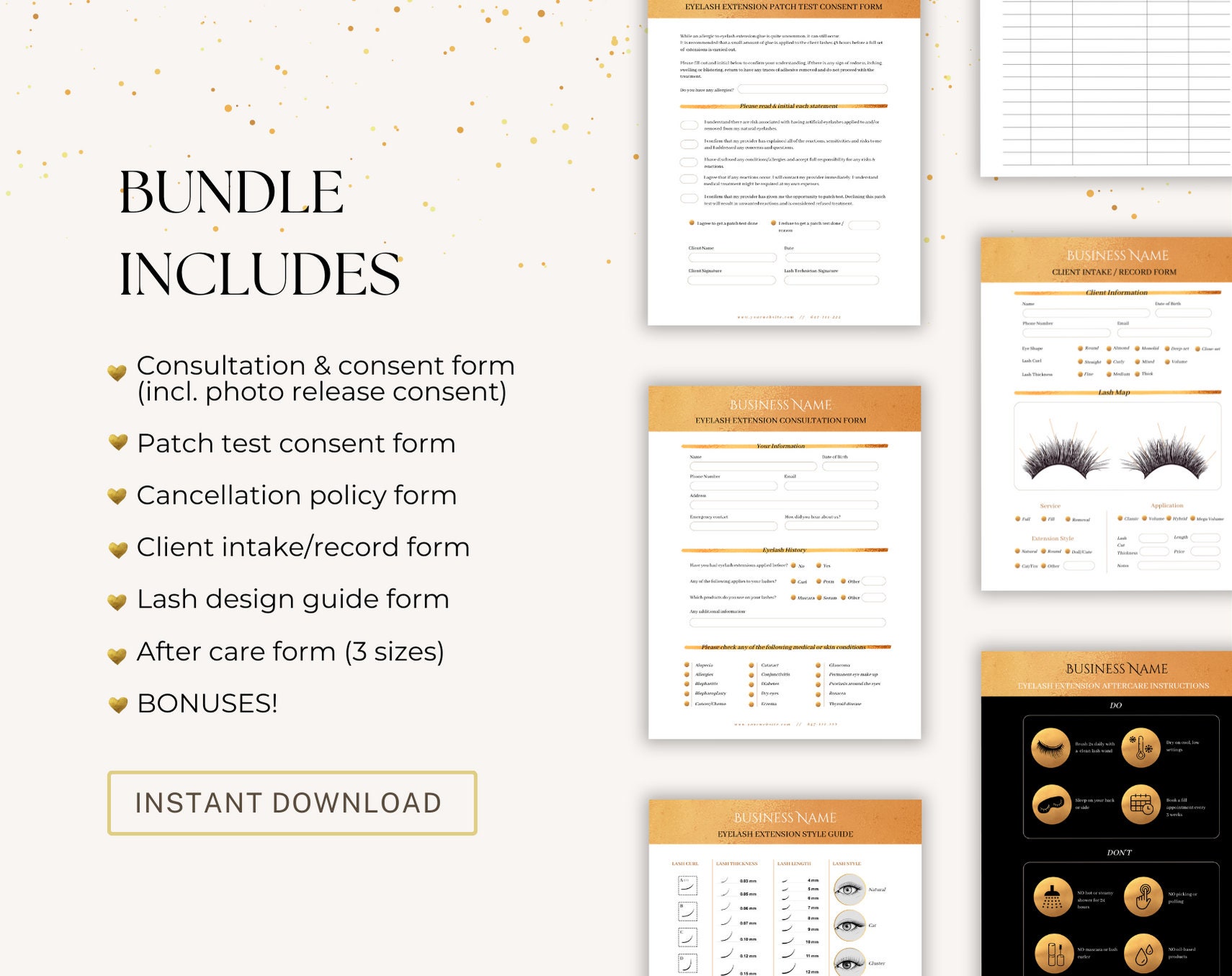 Eyelash Extension Consent Forms Bundle, Esthetician Forms, Editable ...