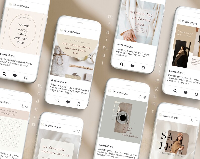 85 Minimal Canva Instagram Template | Neutral Instagram Post, Story ...