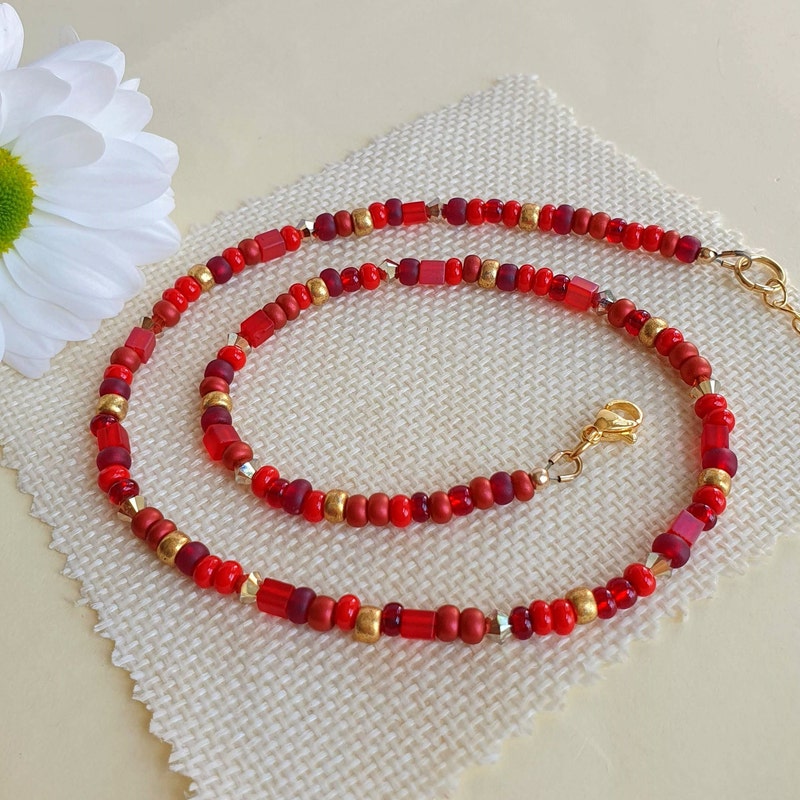 Red Bead Necklace - Etsy