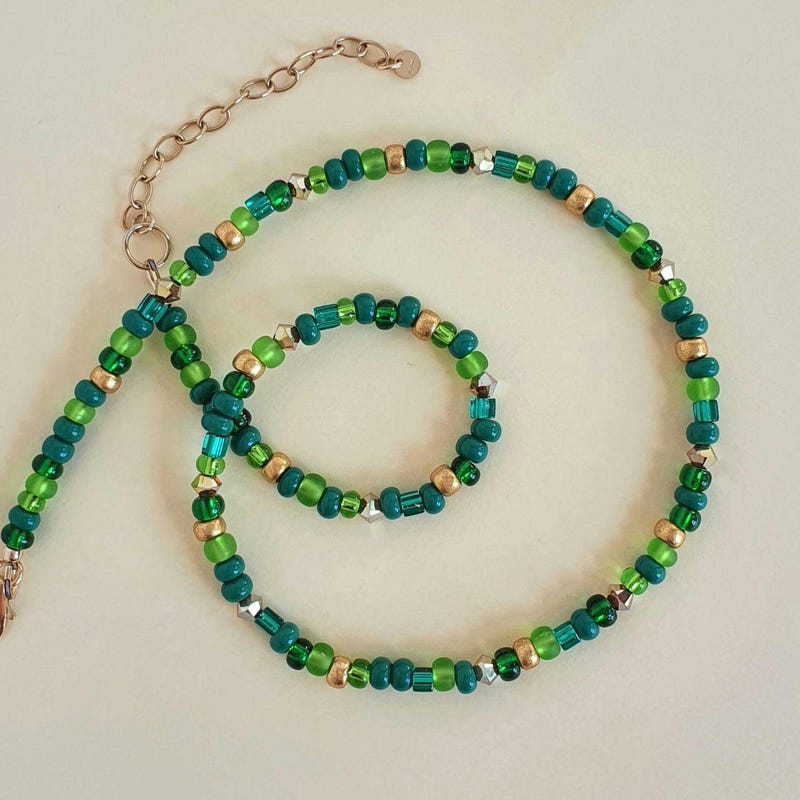 Green Bead Necklace - Etsy