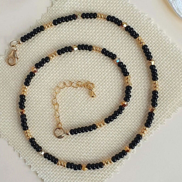 Black Bead Necklace - Etsy