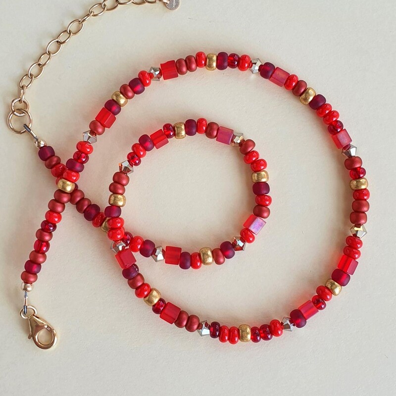Red Bead Necklace - Etsy