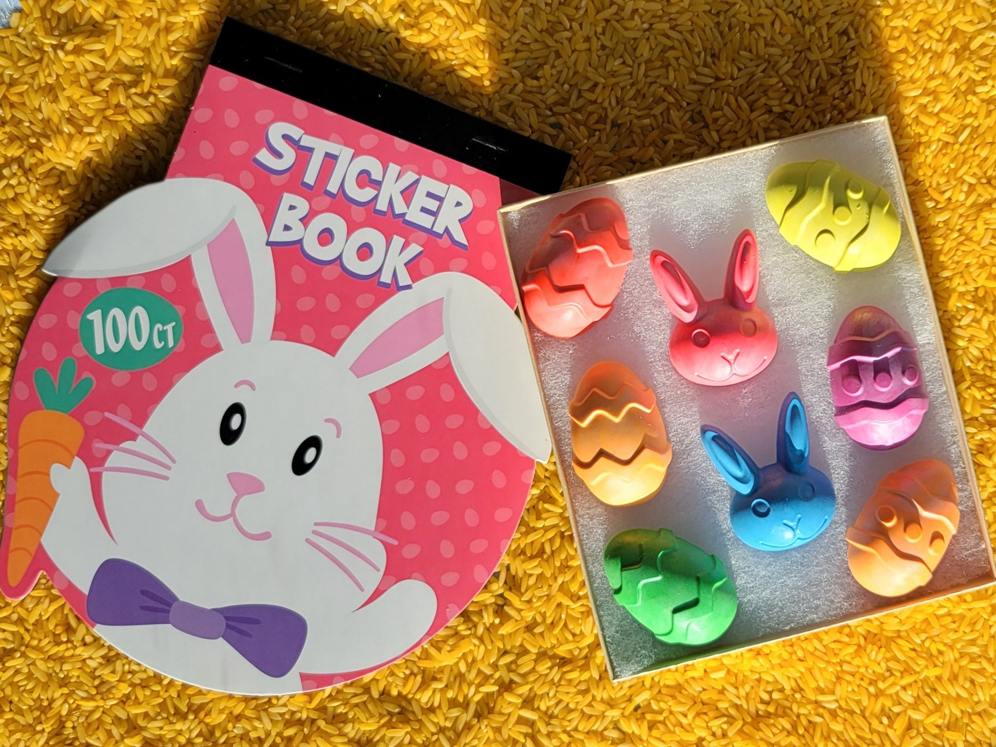 Easter Sticker Book W/ Bunny & Egg Crayons Chunky Neon Pearl - Etsy