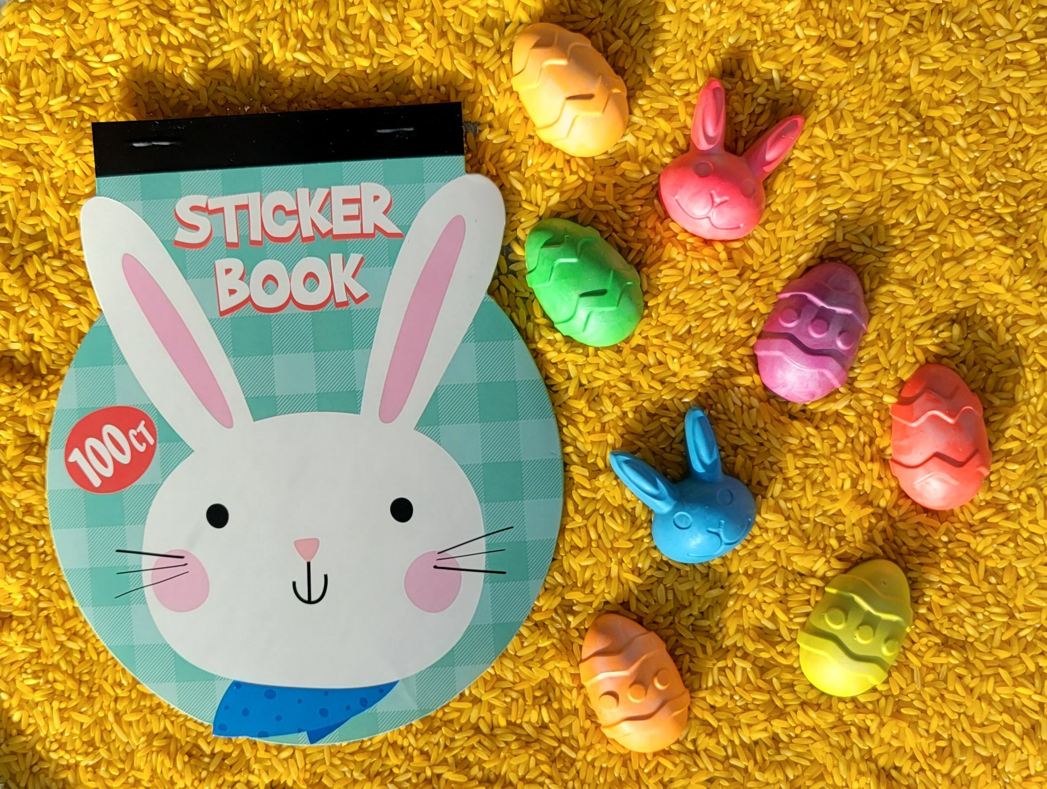 Easter Sticker Book W/ Bunny & Egg Crayons Chunky Neon Pearl - Etsy