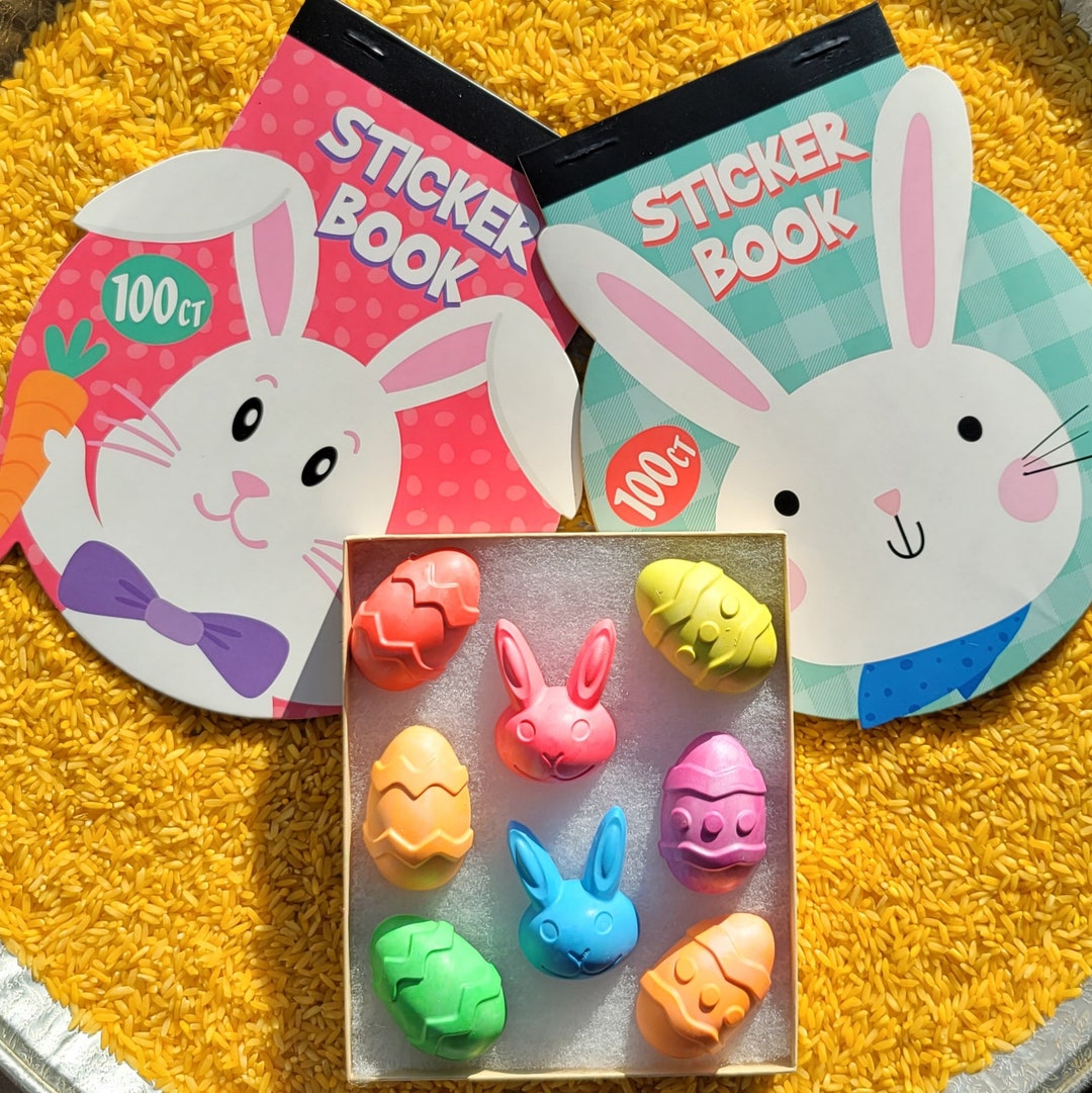 Easter Sticker Book W/ Bunny & Egg Crayons Chunky Neon Pearl - Etsy