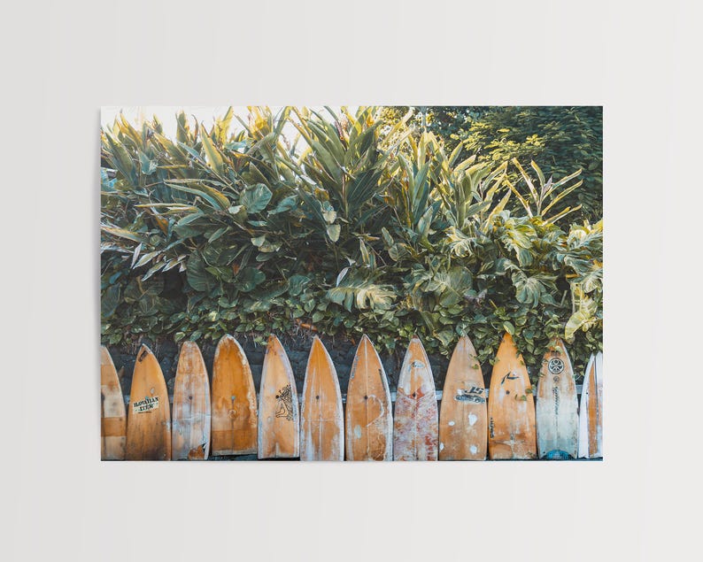 Hawaii Surfboard POSTER, Surf Lineup Wall Art, Tropical Beach Decor ...