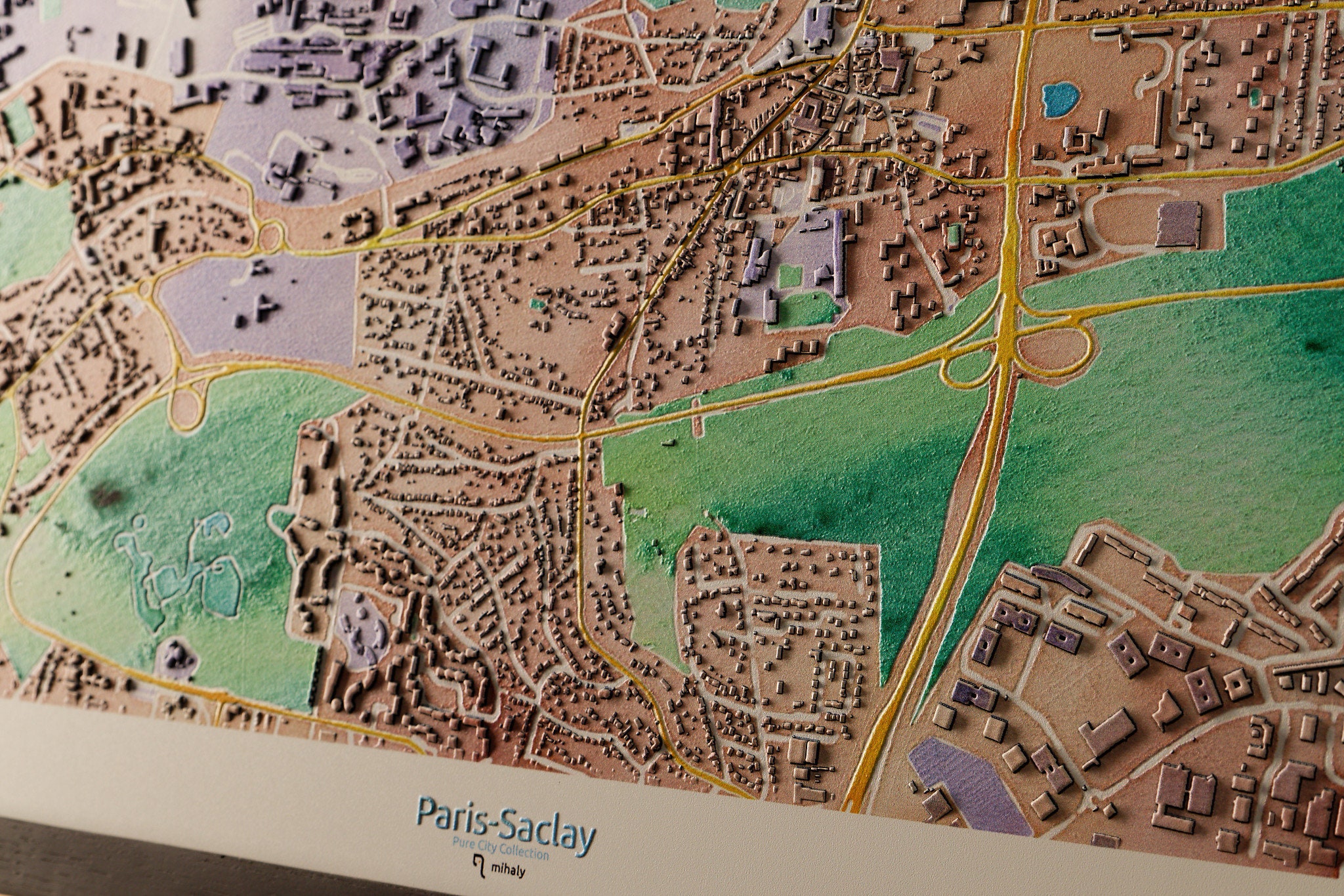 Map of the University of Paris-saclay 3D Pastel Colors With Frame - Etsy