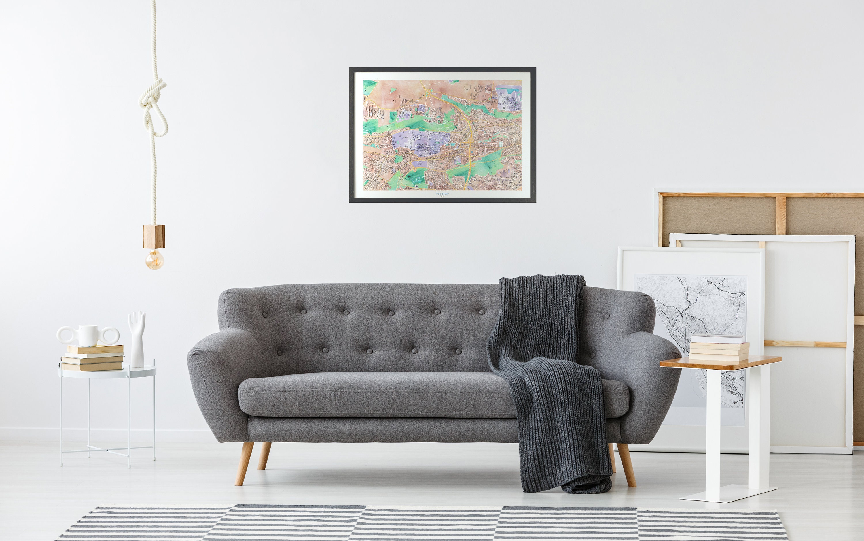 Map of the University of Paris-saclay 3D Pastel Colors With Frame - Etsy