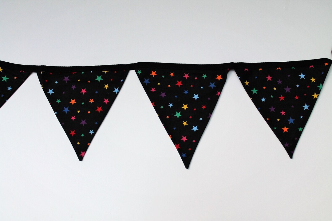 Bunting Banner Black Reusable Party Decoration Flag Pennant Stars Wall ...