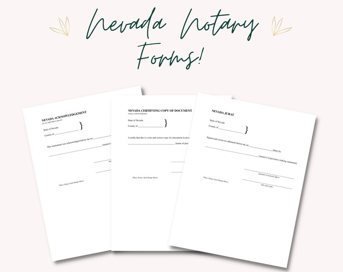 NEVADA Jurat Acknowledgment & Certified Photocopy Forms for - Etsy