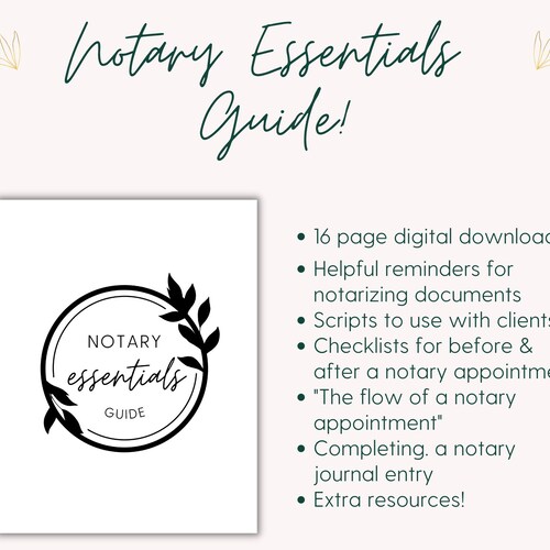 NOTARY ESSENTIALS GUIDE for Notaries Everything You Need to | Etsy
