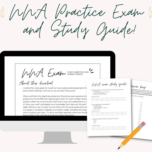 NNA Practice Exam for Loan Signing Agents and Study Guide - Etsy