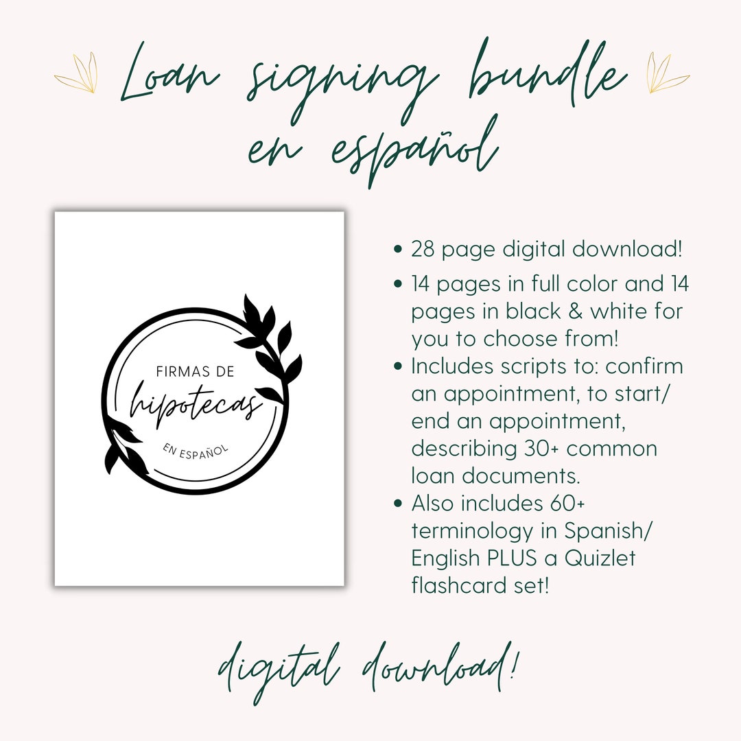 Loan Signing Binder Bundle En Español Loan Terms Scripts - Etsy