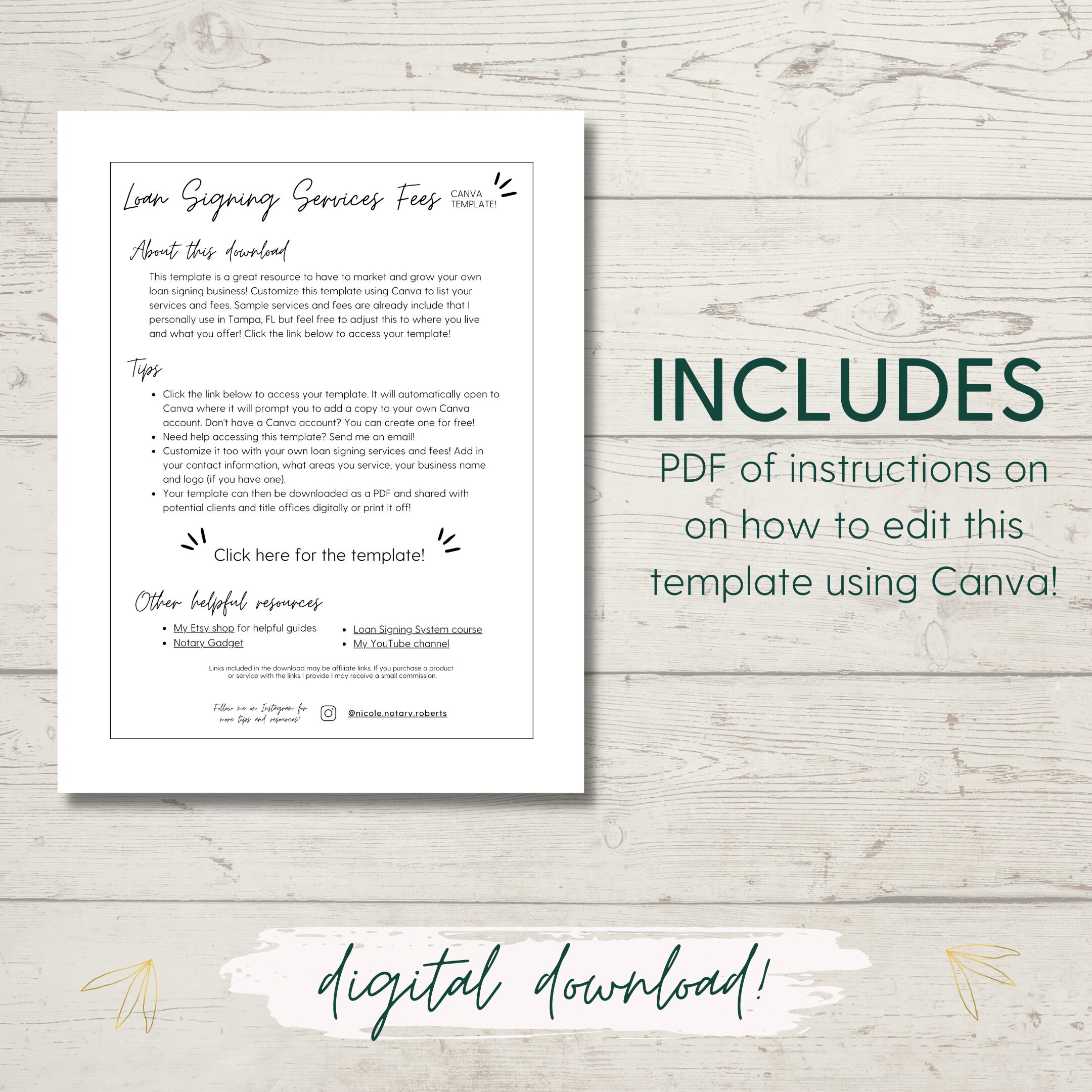 Services & Fees Flyer for Loan Signing Agents and Notaries - Etsy