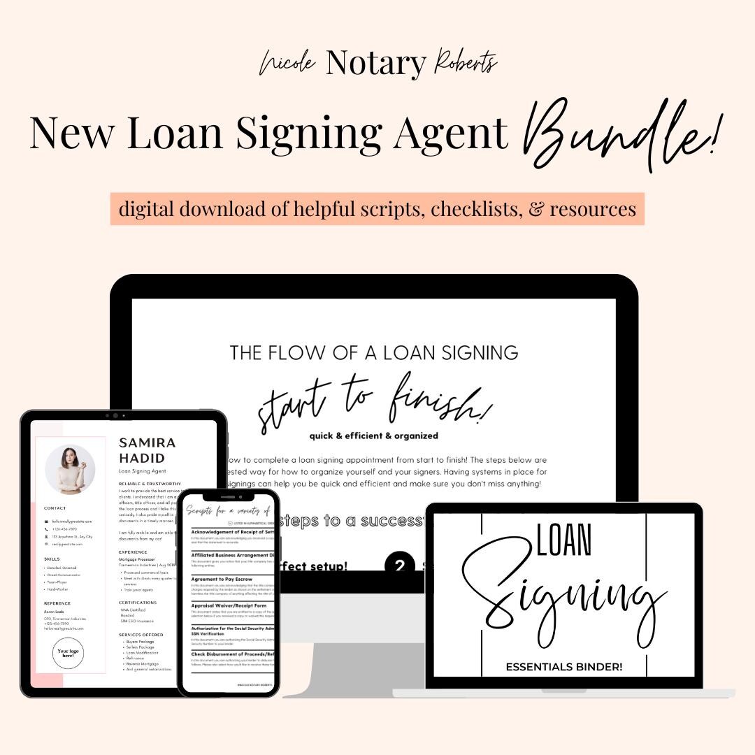 Loan Signing Agent Business Bundle: Scripts, Checklists, Marketing ...