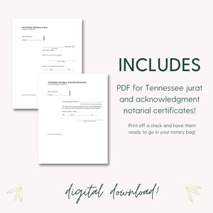 TENNESSEE Jurat and Acknowledgement Notarial Certificates - Etsy