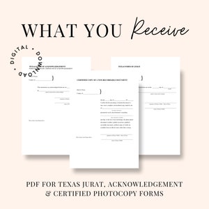 TEXAS Jurat, Acknowledgment, & Certified Photocopy Forms for Notaries ...