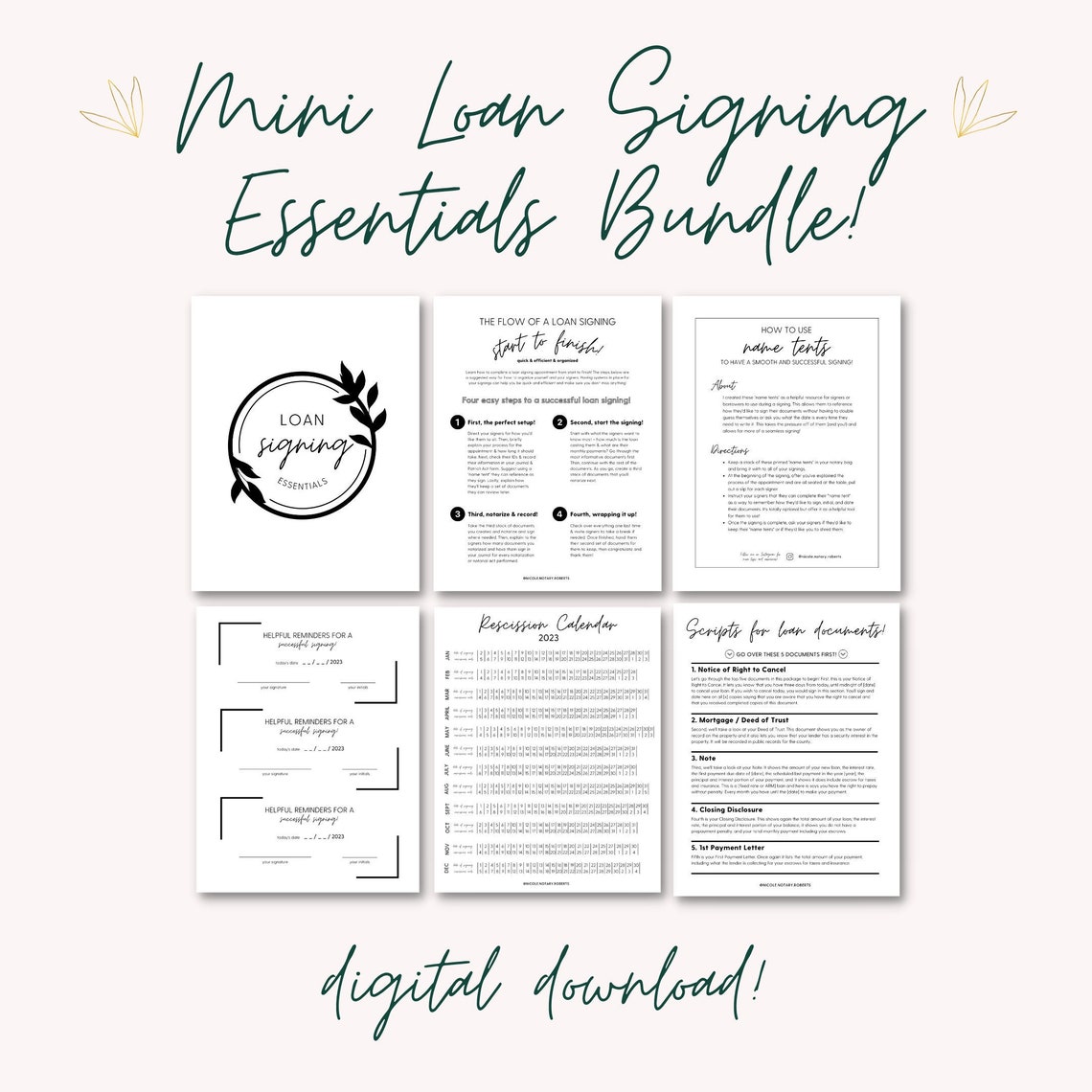 MINI BINDER BUNDLE for Loan Signing Agents Includes Scripts - Etsy