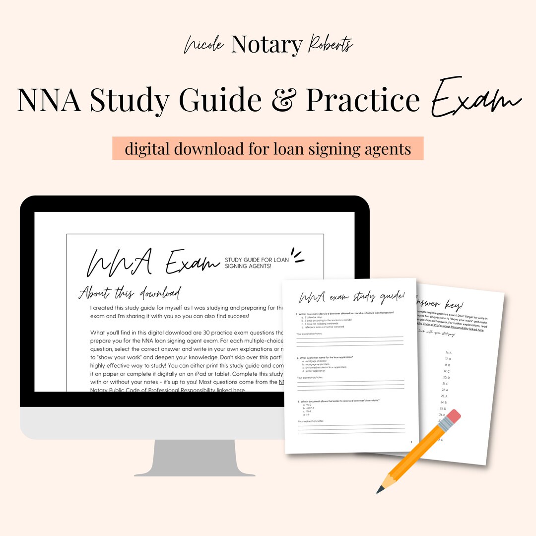 NNA Practice Exam for Loan Signing Agents and Study Guide - Etsy