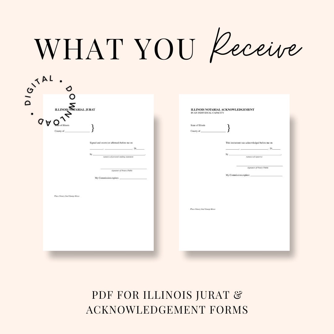 ILLINOIS Jurat & Acknowledgment Forms for Notaries! - Etsy