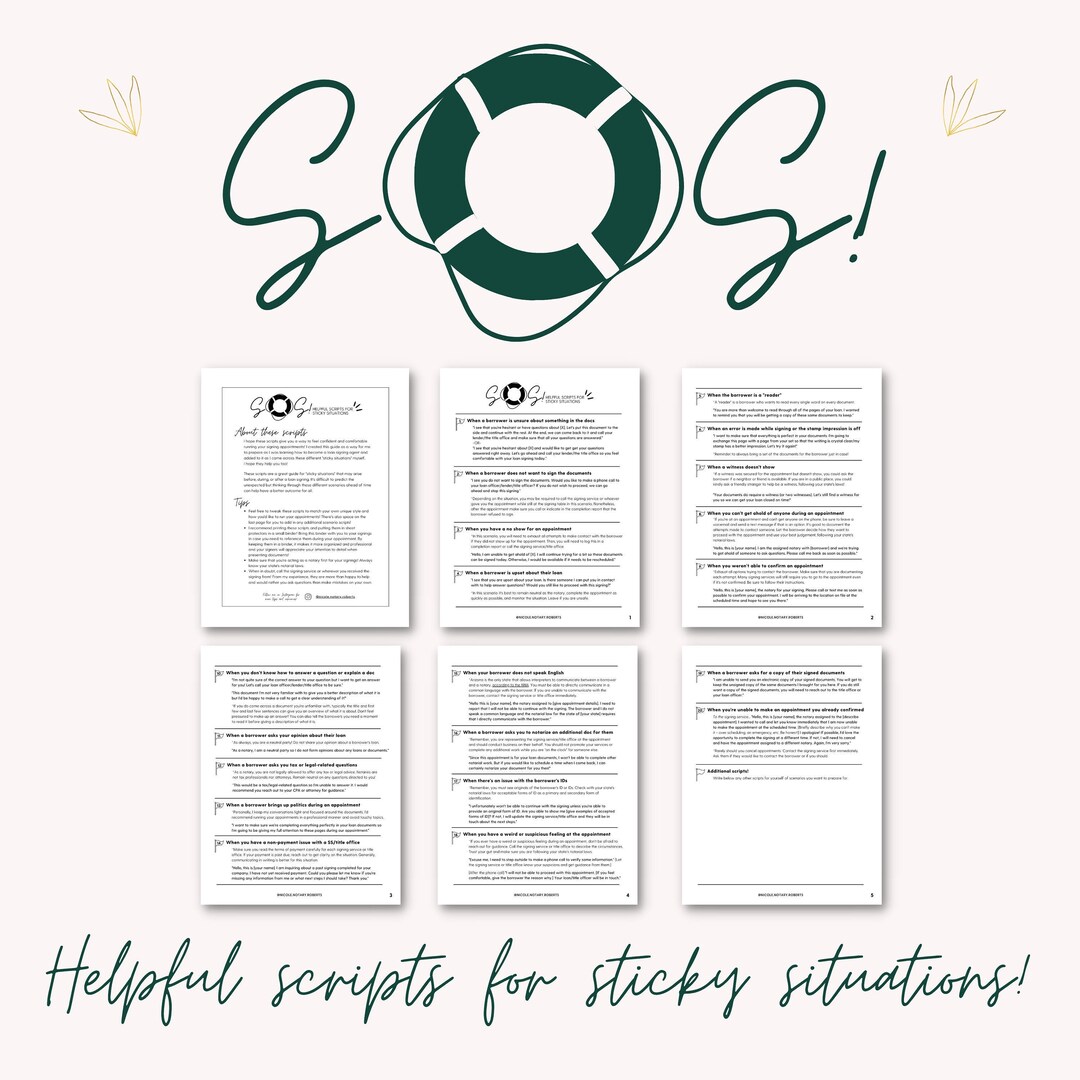 SOS Scripts for sticky Situations A Helpful - Etsy