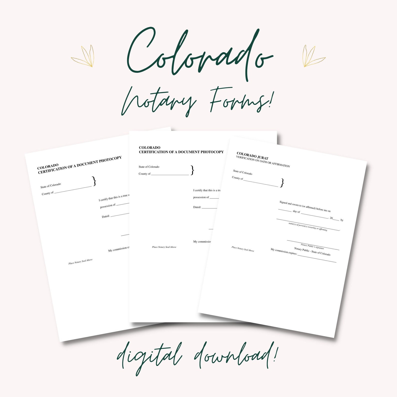 COLORADO Jurat Acknowledgment & Certified Photocopy Forms - Etsy