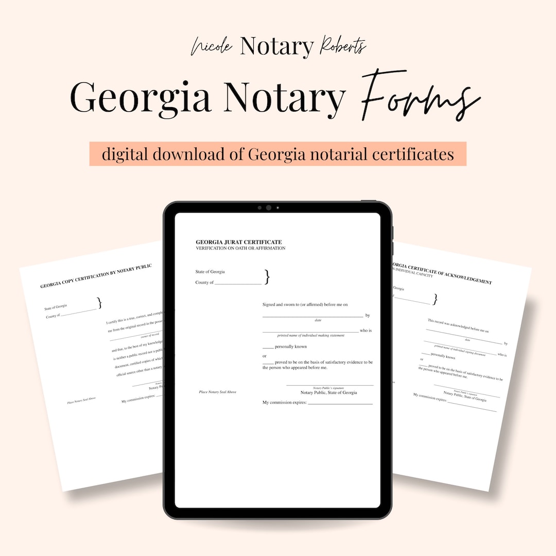 GEORGIA Jurat, Acknowledgment, & Certified Photocopy Forms for Notaries ...