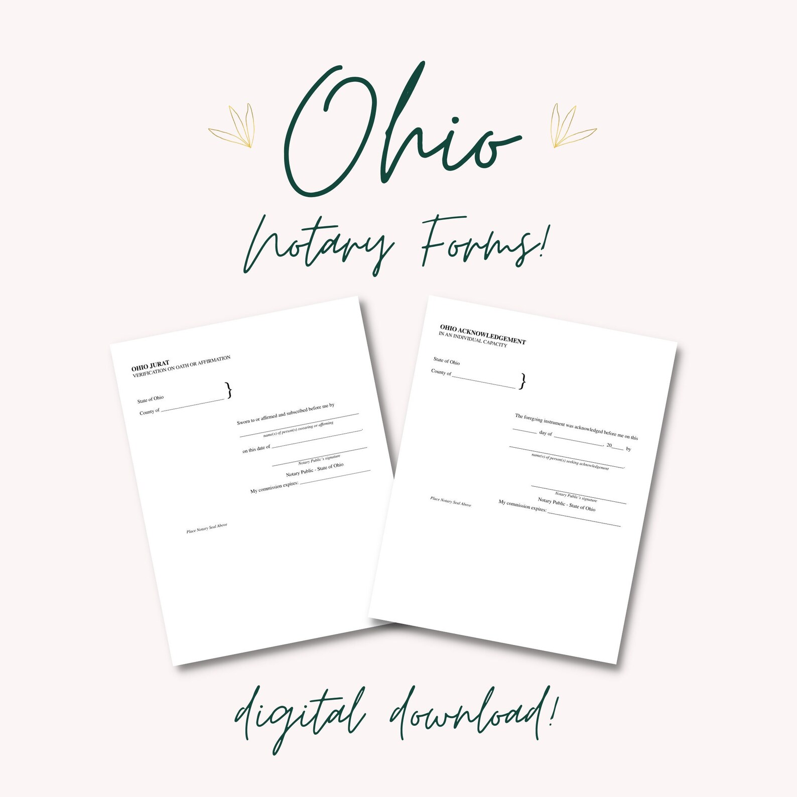 OHIO Jurat and Acknowledgement Notarial Certificates - Etsy