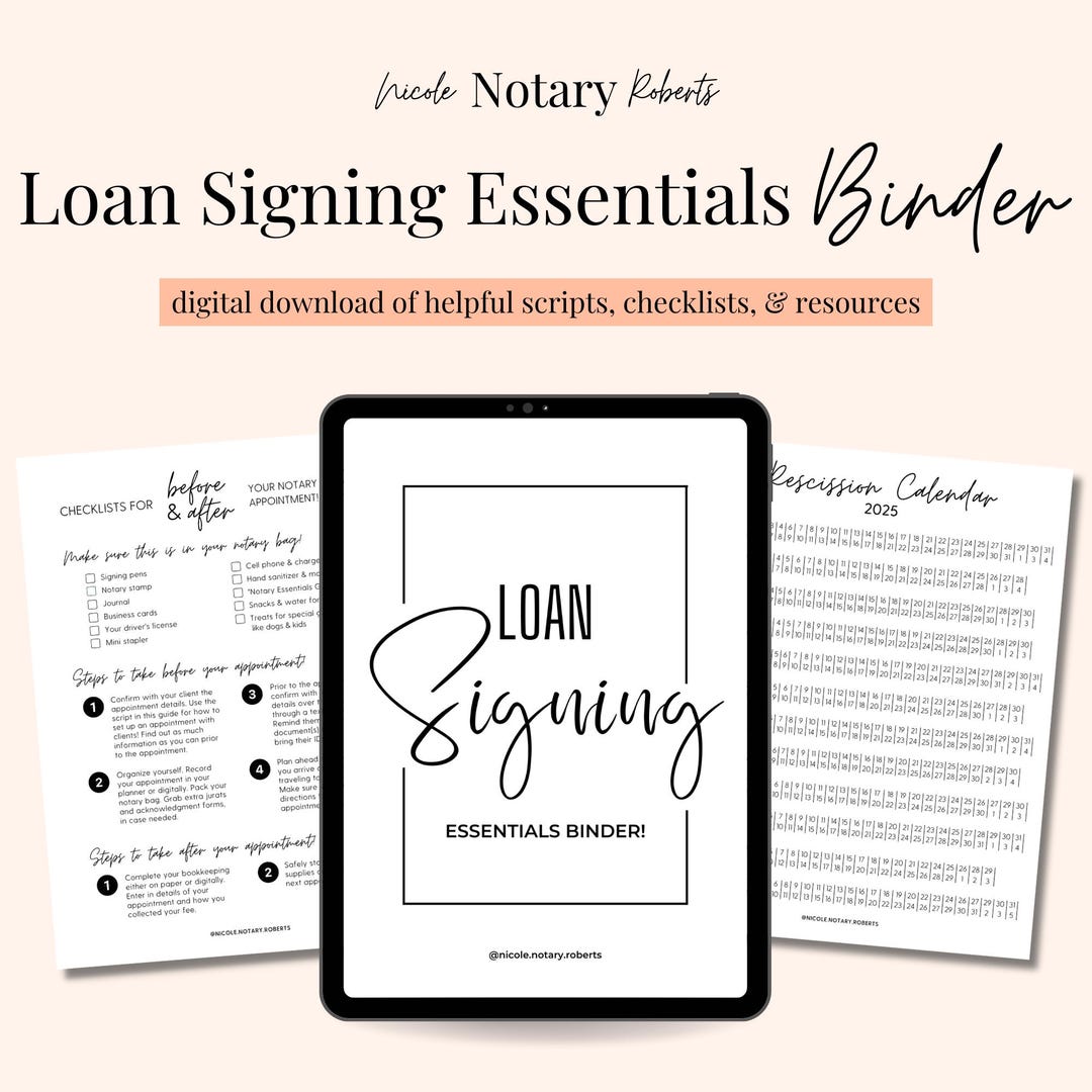 Loan Signing Essentials Binder: Notary Scripts & Checklists (PDF ...