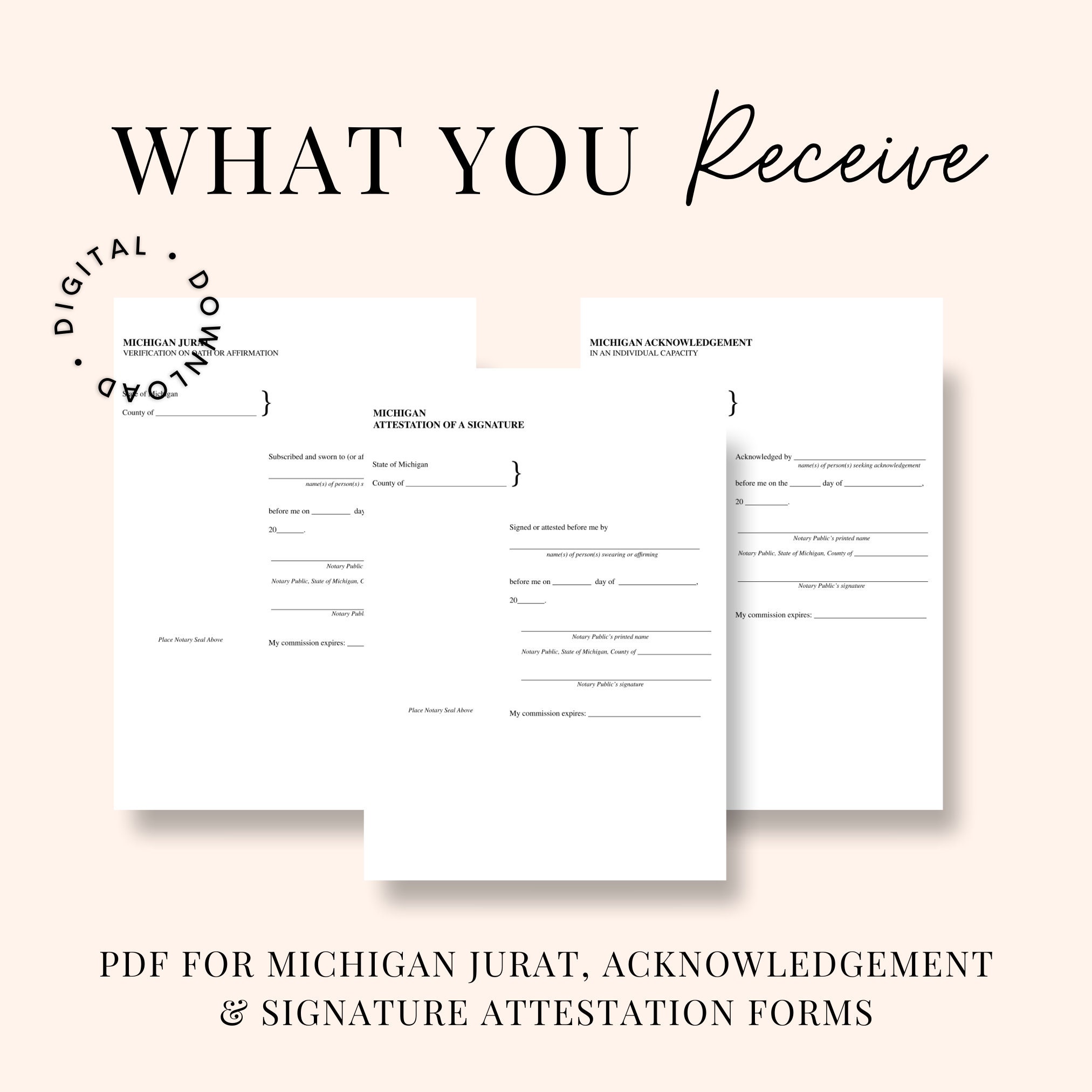 MICHIGAN Jurat, Acknowledgment, & Signature Attestation Forms for ...