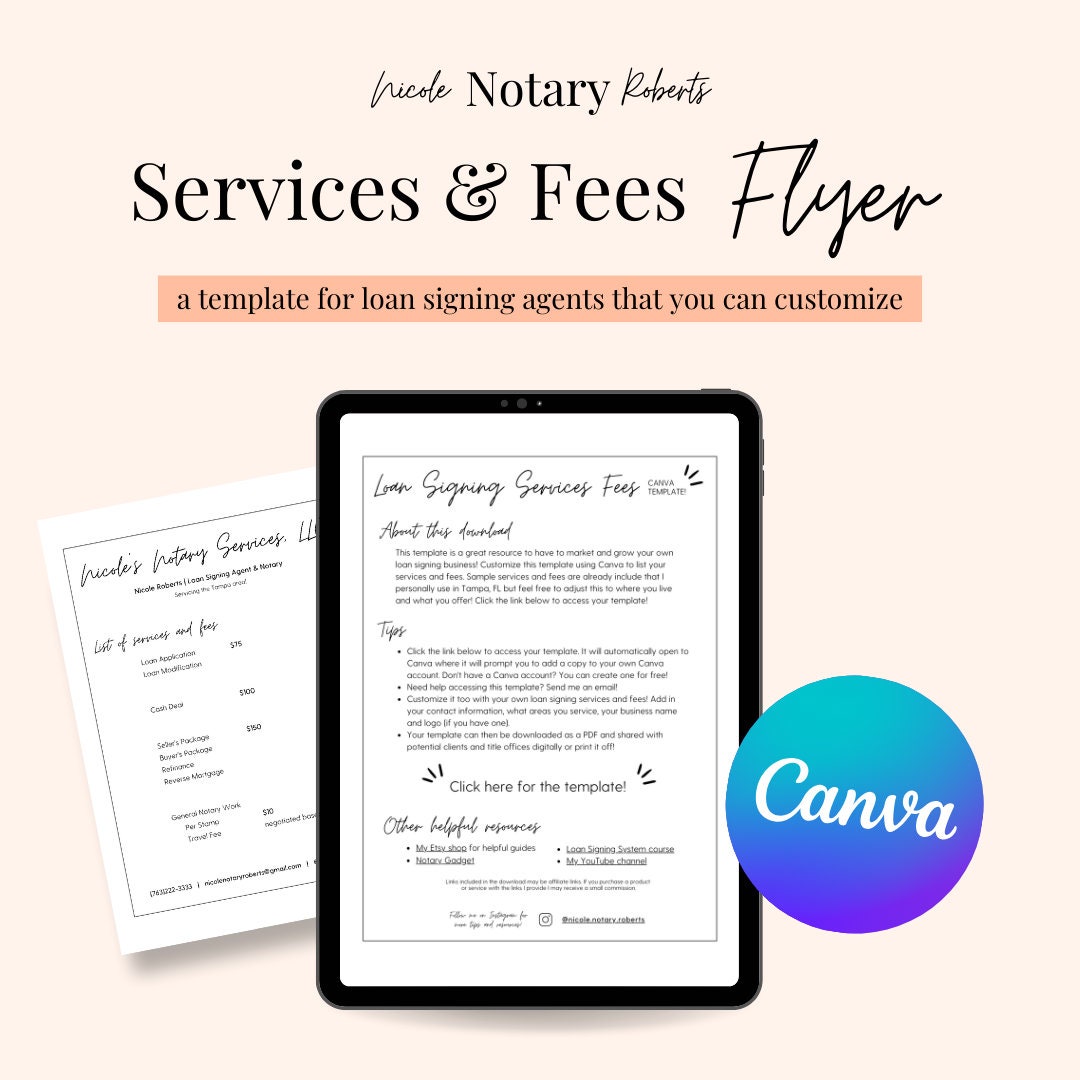 Services & Fees FLYER for Loan Signing Agents and Notaries ...
