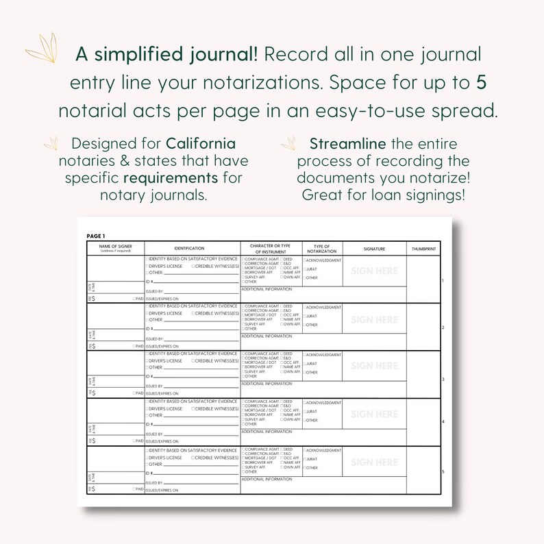 CALIFORNIA NOTARY JOURNAL Black Cover Design A Streamlined | Etsy