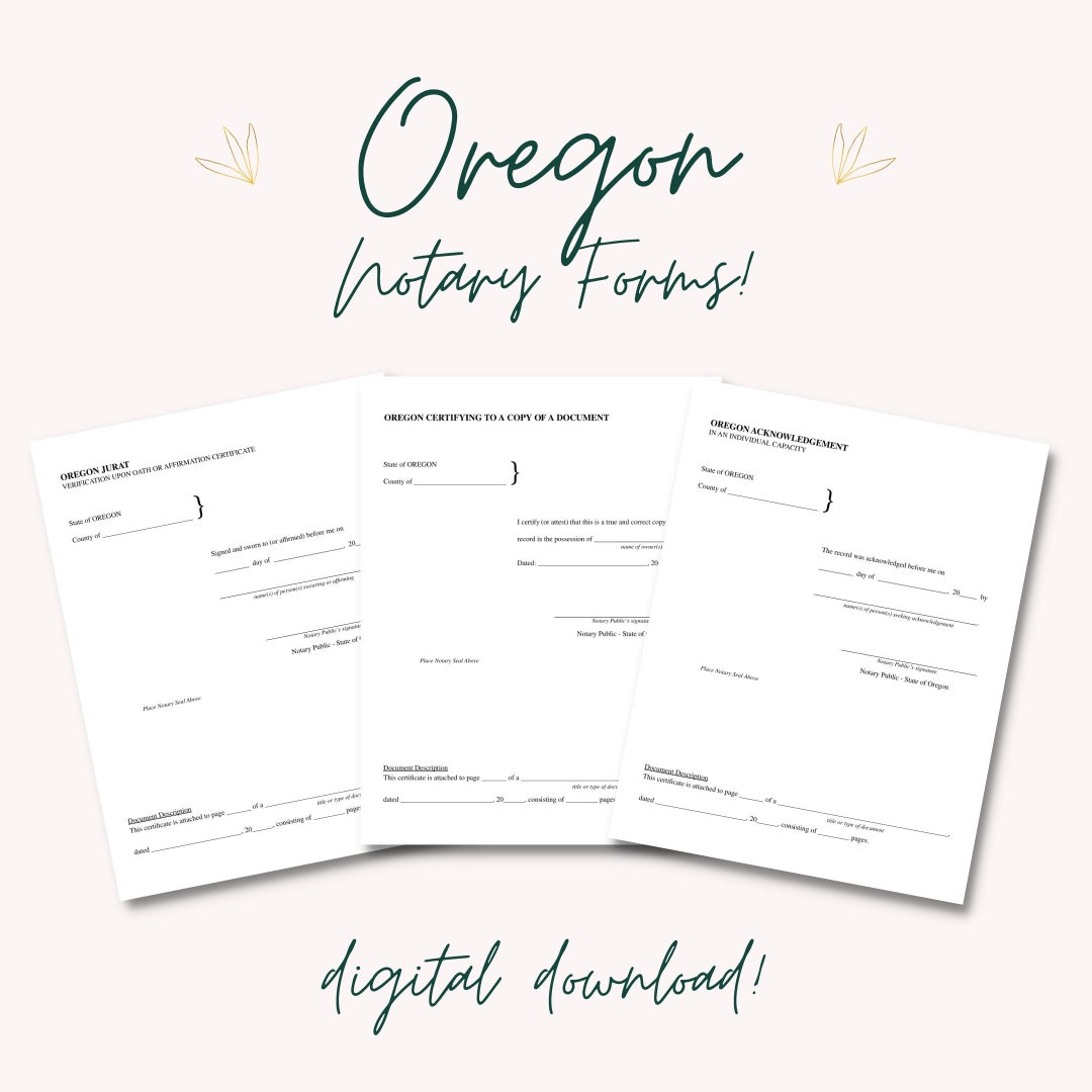 OREGON Jurat Acknowledgment & Certified Photocopy Forms for - Etsy
