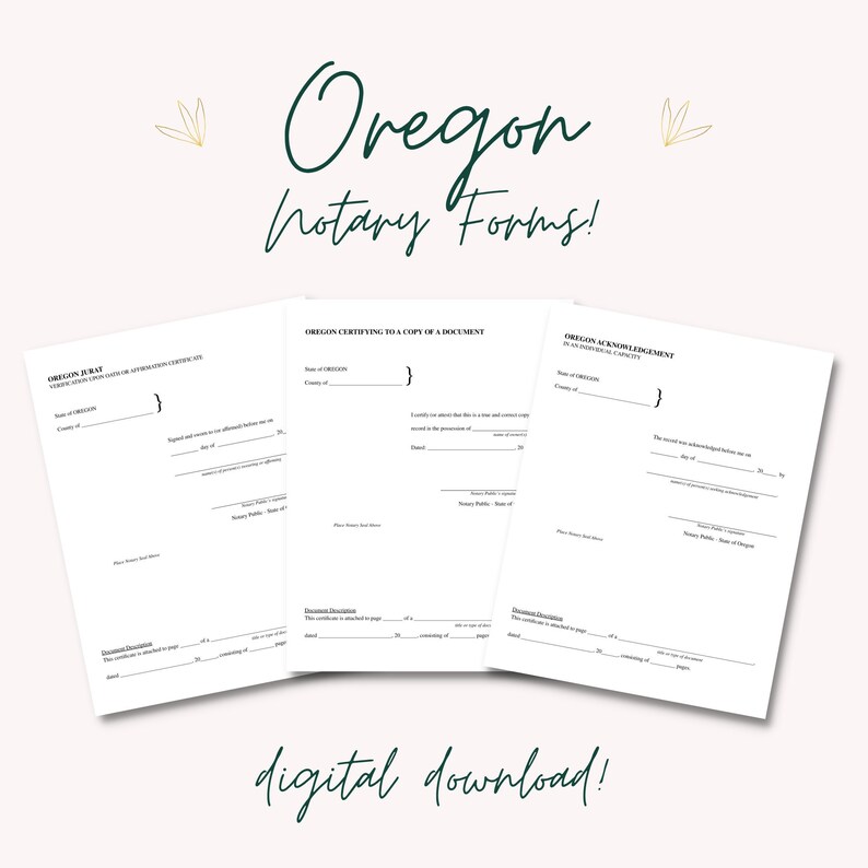 OREGON Jurat Acknowledgment & Certified Photocopy Forms for - Etsy