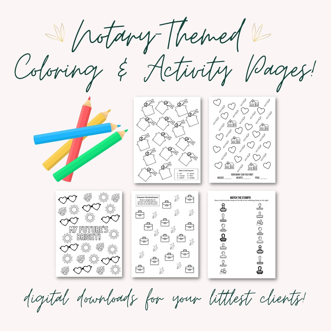 Notary-themed Coloring and Activity Pages Digital Download - Etsy