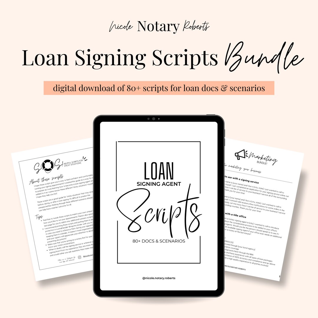 Loan Signing Agent Scripts Bundle: 80+ Documents & Scenarios (PDF ...